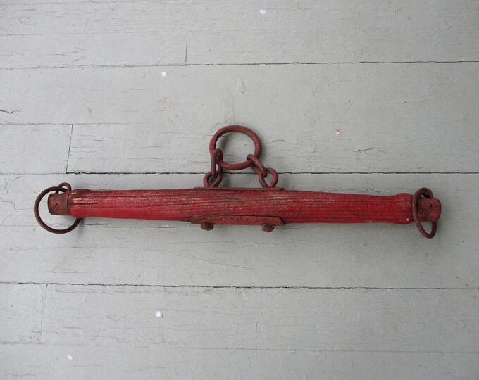 Vintage Yoke Ox Harness RARE RED Primitive Rustic Iron Wood Yoke Unique ...