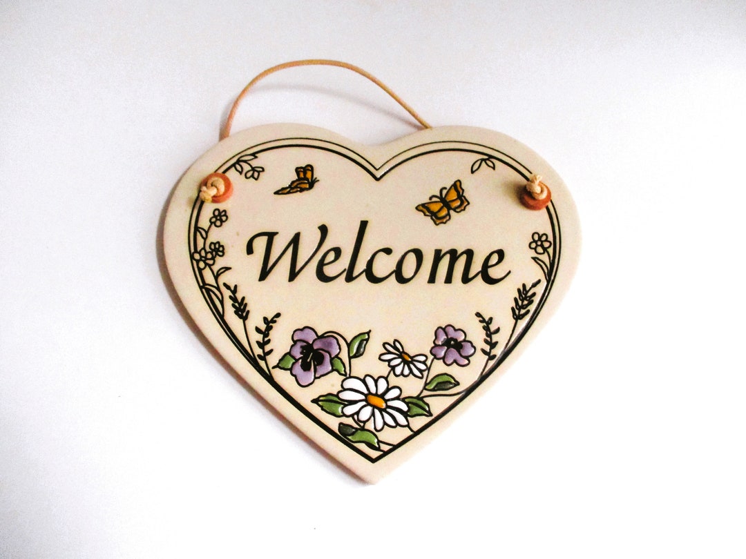 Vintage Heart Welcome Sign Trinity Pottery Wall Door Hanging - Etsy