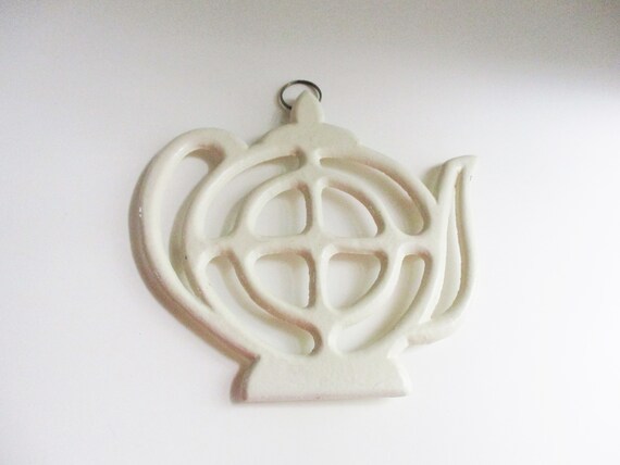 Vintage Trivet Cast Iron White Teapot Kitchen Trivet Kitchen - Etsy