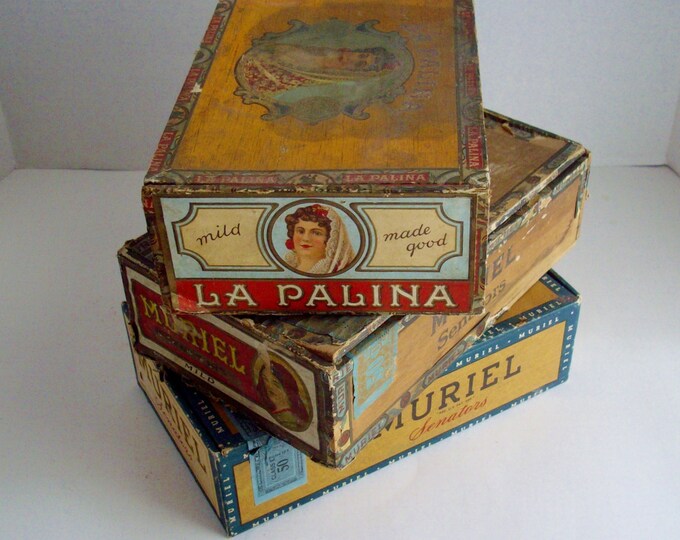 Vintage Cigar Boxes Set of 3 - Etsy