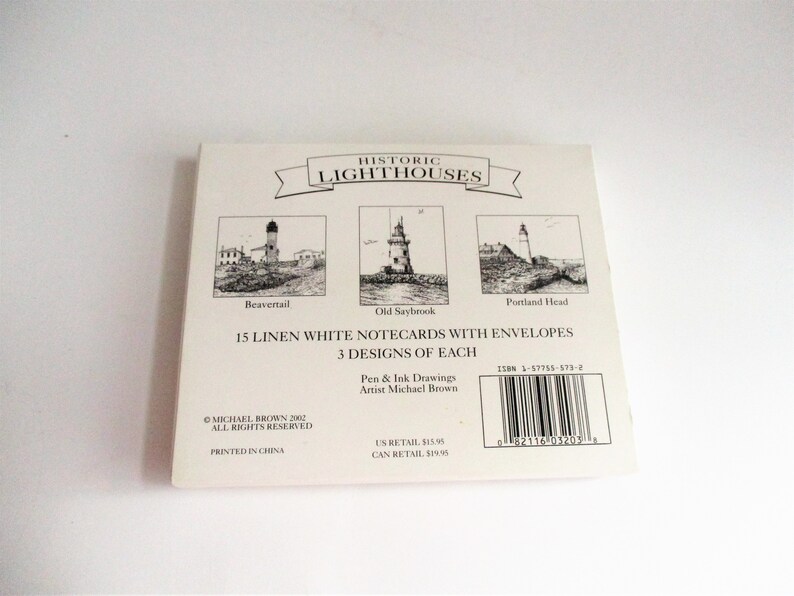 Vintage Notecards Historic Lighthouses 15 Cards Black White Ink ...