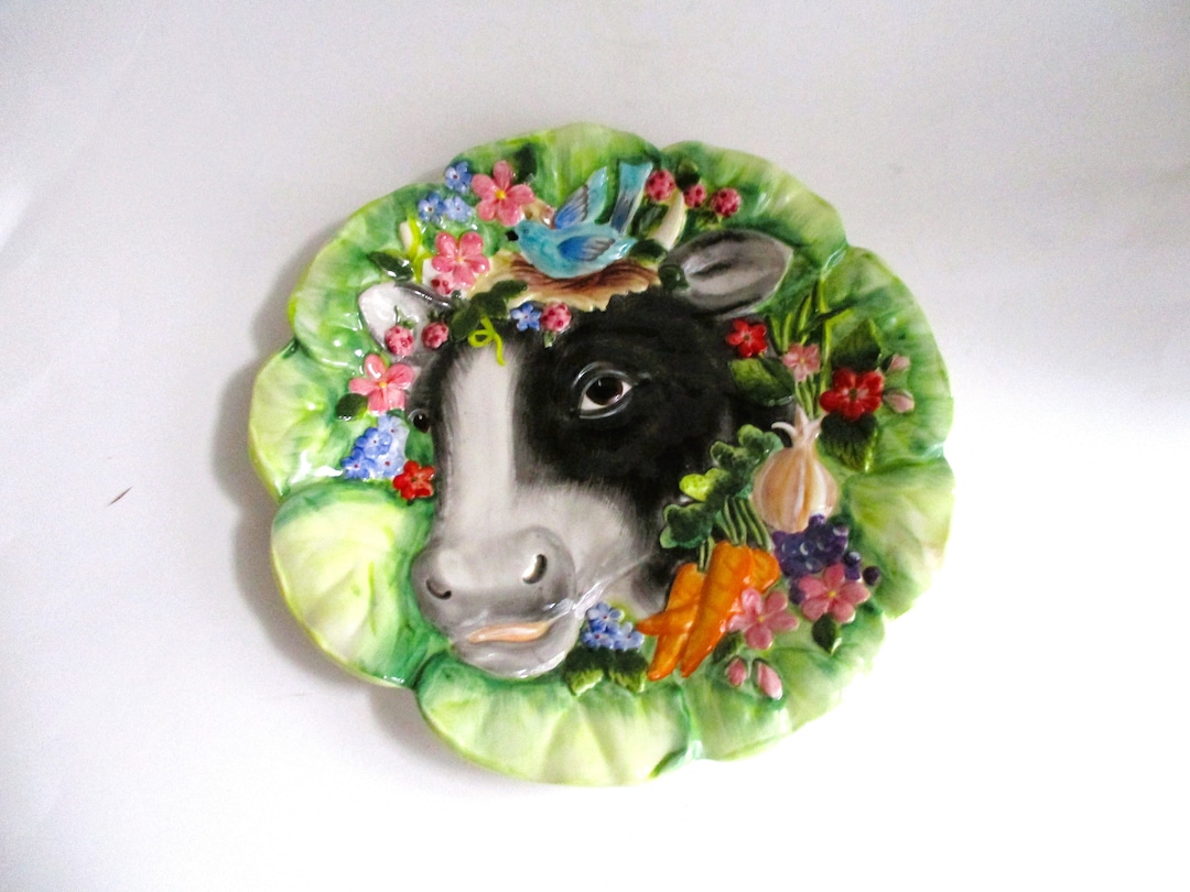 Vintage Fitz and Floyd Cow Plate Classics Country Chic Ceramic - Etsy