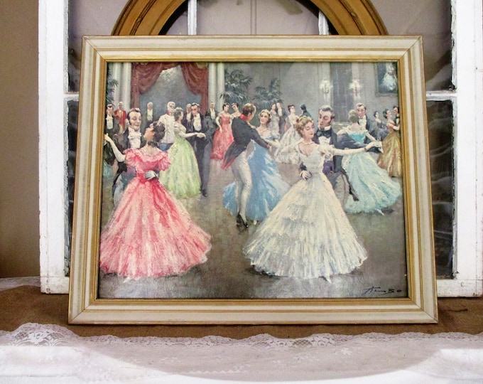 Vintage Framed Strauss Waltz by August Albo Victorian Ballroom Dancing ...