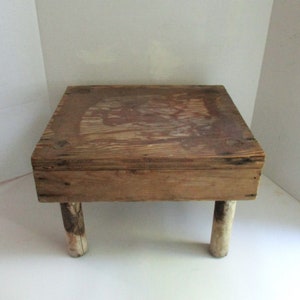 Vintage Butcher Block Style Stool Rustic Square - Etsy
