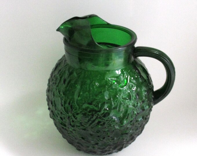 Vintage Green Pitcher Anchor Hocking Lido Milano Ice Catch - Etsy