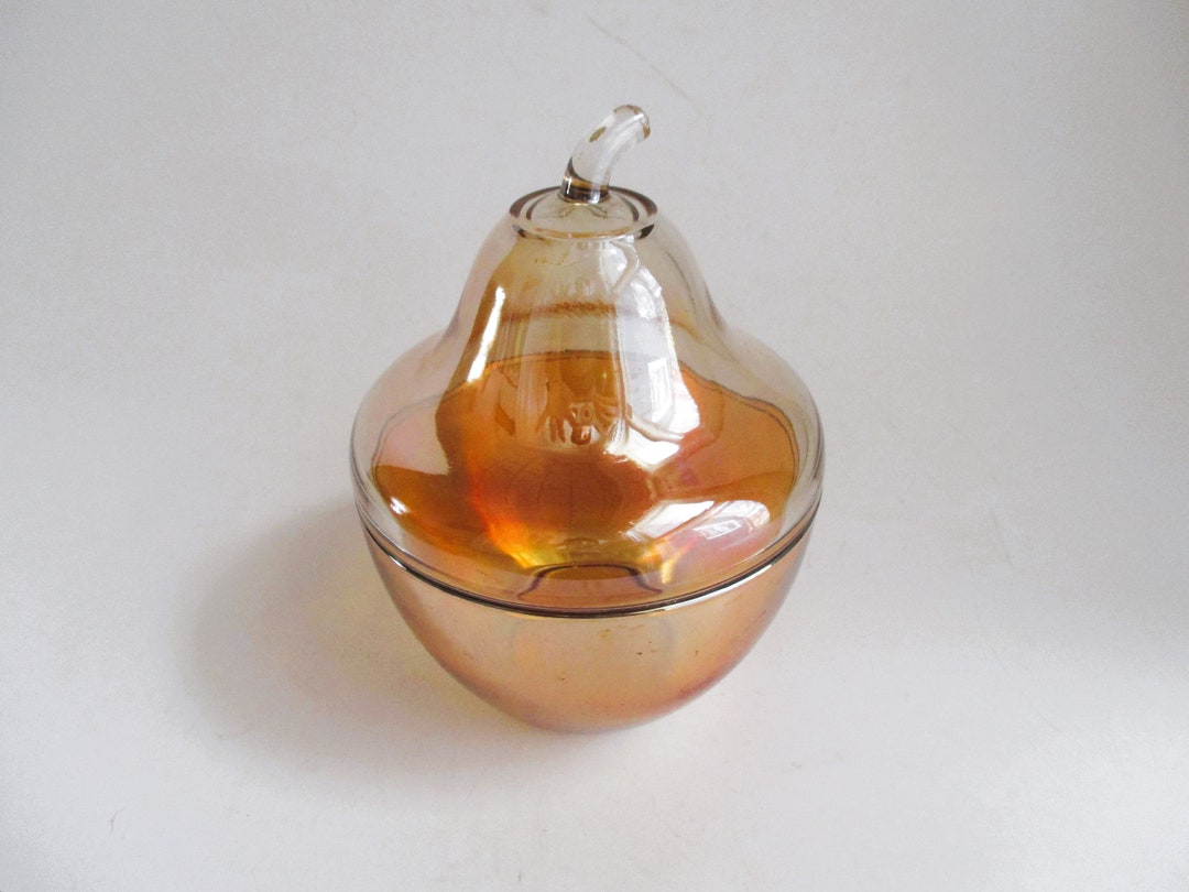 Vintage Carnival Glass Pear Shaped Jar With Lid - Etsy
