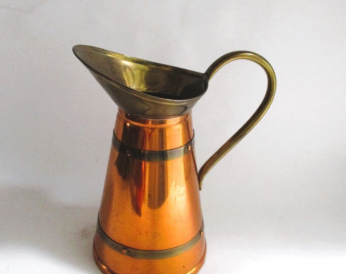 Vintage Copper Pitcher Brass Handle Made in England - Etsy