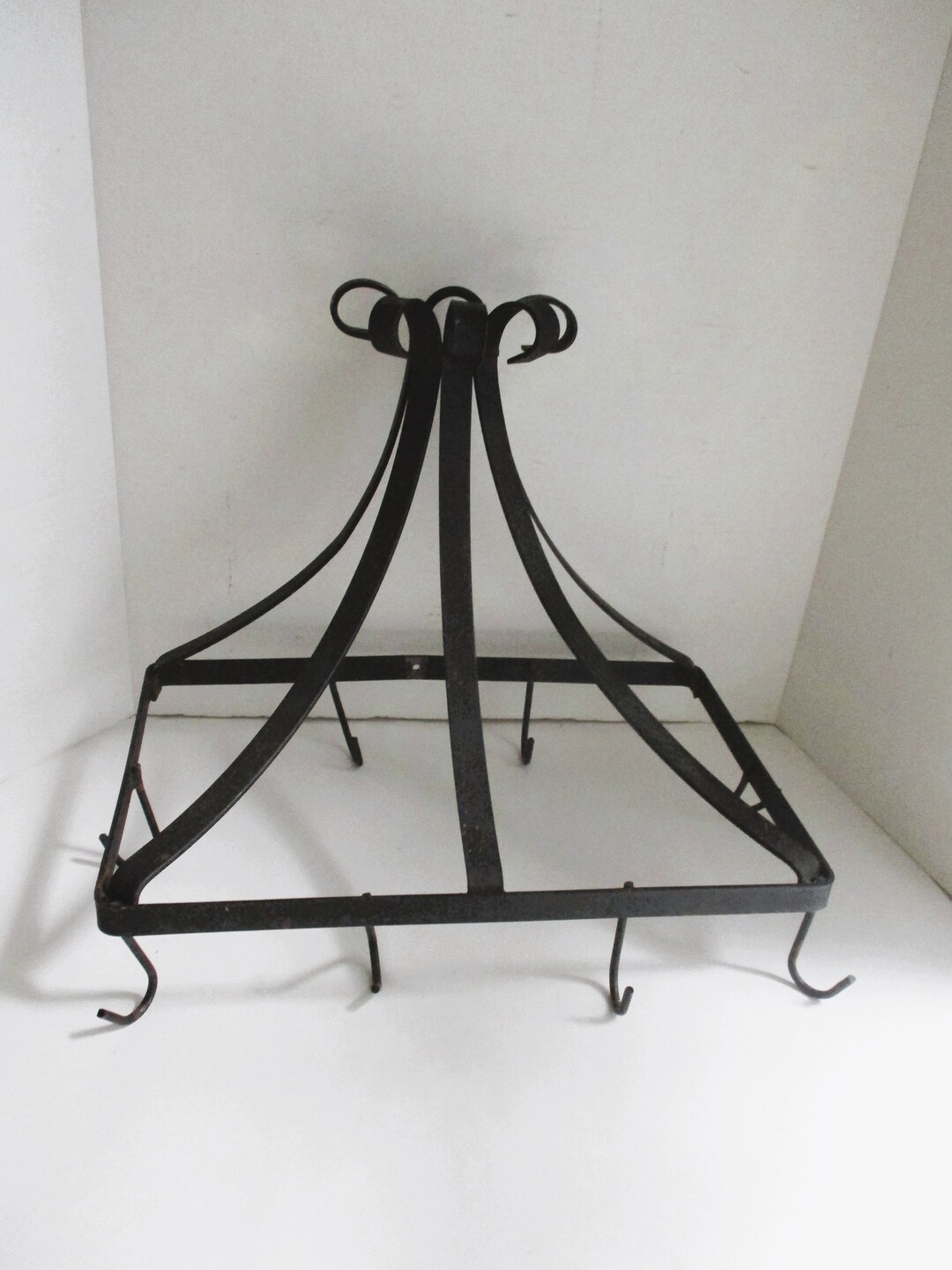 Vintage Pot Rack Rectangular Black Wrought Iron - Etsy