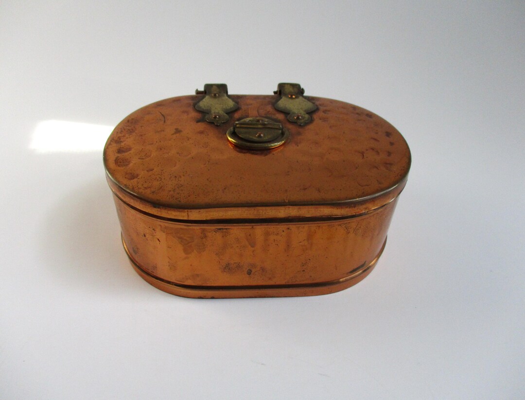 Vintage Copper Trinket Box Brass Hardware - Etsy