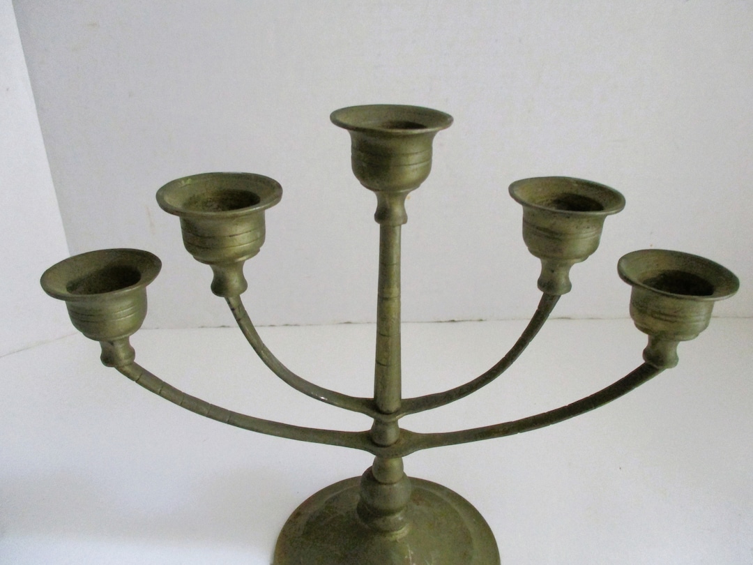 Vintage Menorah Small Candelabra Five Arm Taper Candle Holder - Etsy