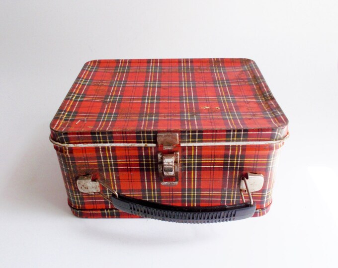 Vintage Aladdin Plaid Lunch Box Red Scottish Plaid - Etsy