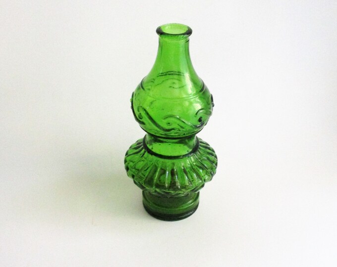 Vintage Wheaton Green Glass Bottle Curvy Vase - Etsy