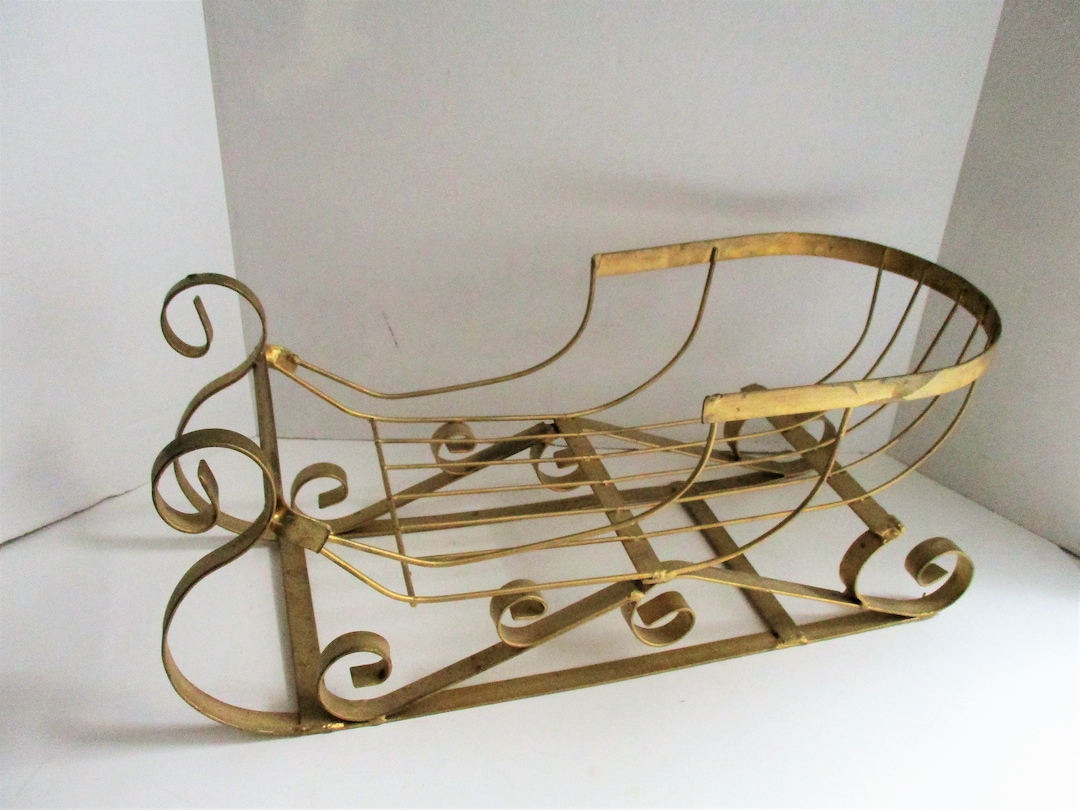 Vintage Sleigh Gold Metal Old World Christmas - Etsy