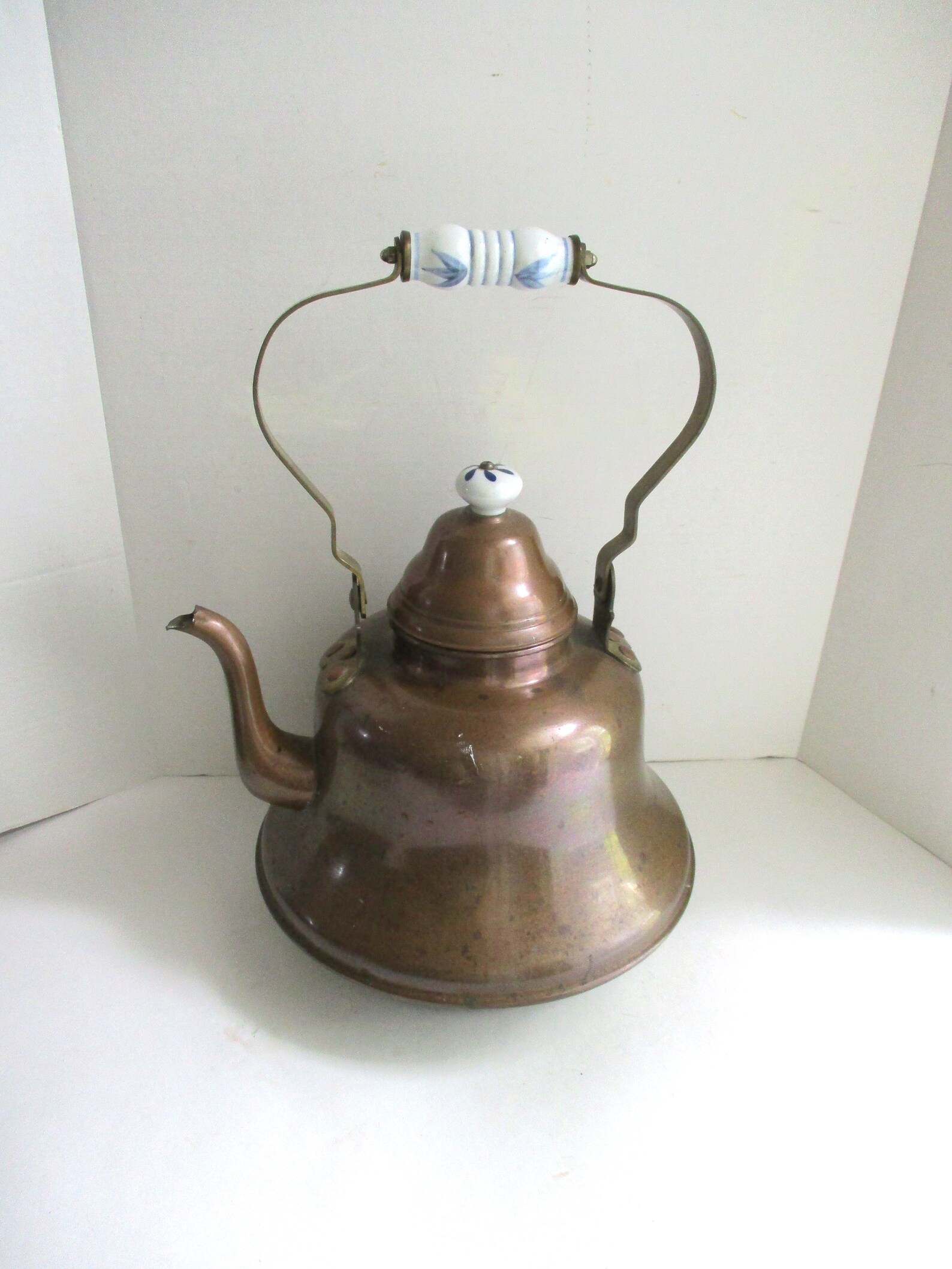 Vintage Large Kettle Copper Brass Porcelain Grip Knob - Etsy