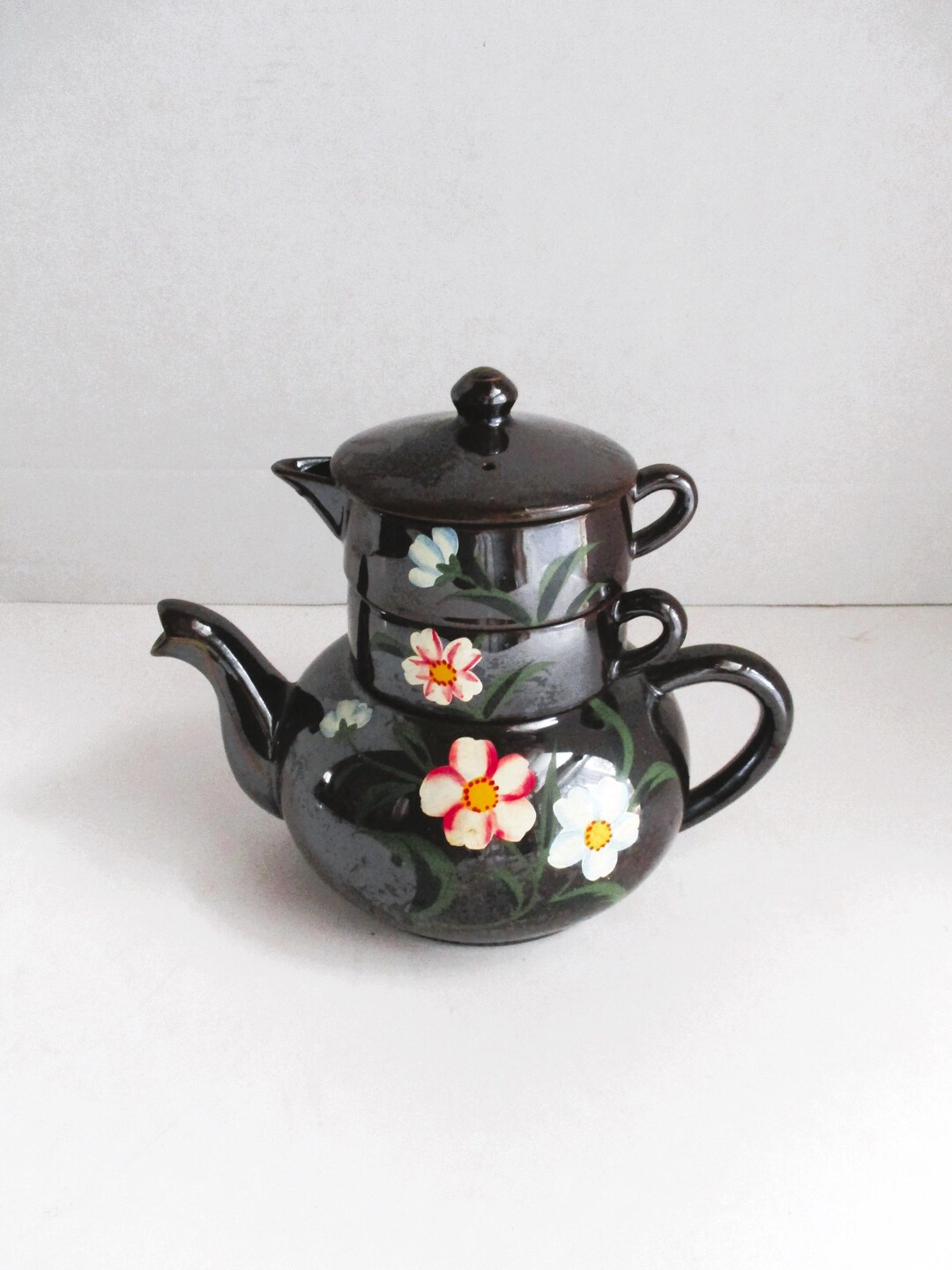 Vintage Teapot Stacked Redware 3 Piece Tea for One - Etsy