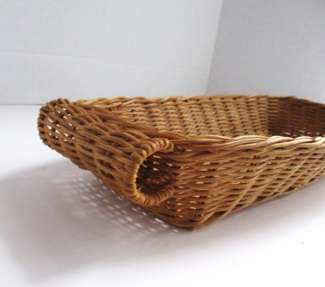 Vintage Wicker Bread Basket Rectangular Centerpiece Decorative Basket ...
