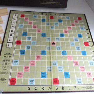 Vintage Scrabble 1948 Game Complete Set Board Four Tile Holders Letters ...