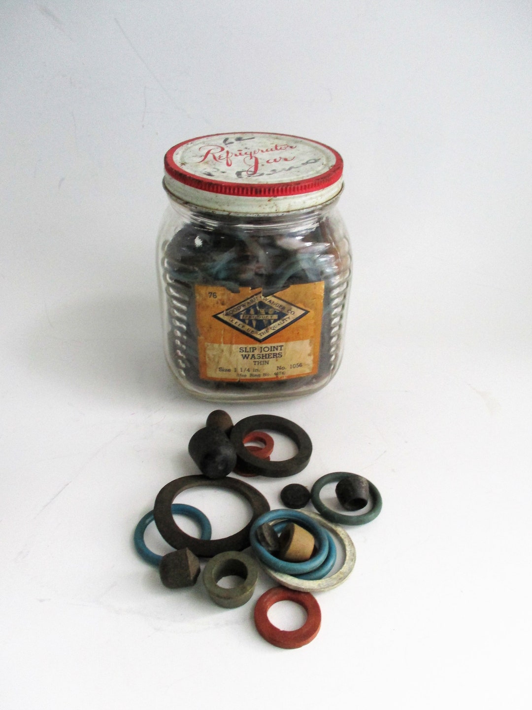 Vintage Jar Slip Joint Washers Craft Supply Hoosier Style Glass Jar - Etsy