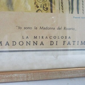 Vintage Our Lady of Fatima Madonna Framed Print Gold Tone Wall Hanging ...