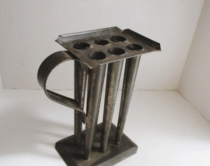 Antique 6 Candle Mold Tin With Stand Handle Candle Making Farmhouse ...
