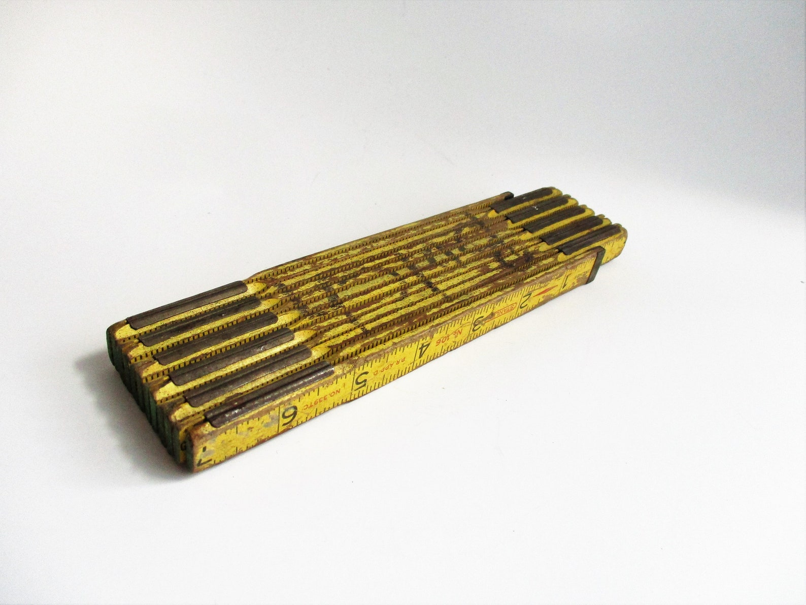 Vintage Ruler Wood Zig Zag Stanley Yellow Red Lettering Made - Etsy