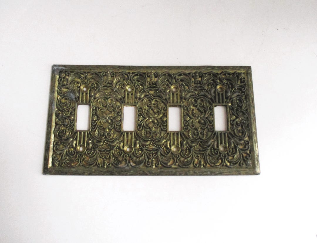 Vintage Switch Plate Solid Brass Ornate 4 Switch Cover Plate - Etsy