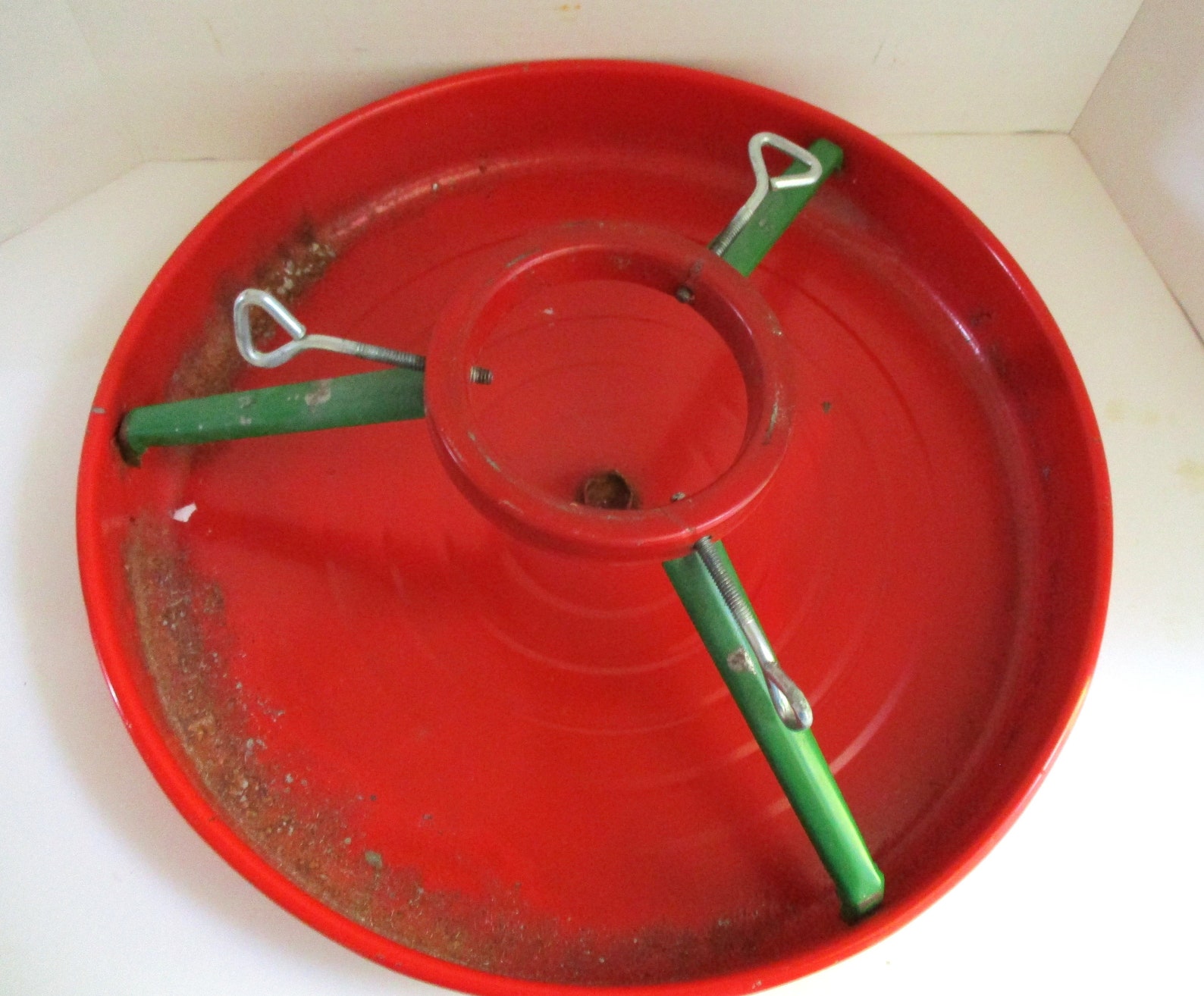 Vintage Christmas Tree Stand Large Metal Red Green - Etsy