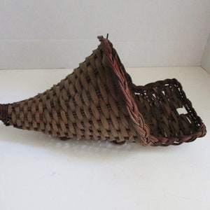 Vintage Cornucopia Basket Small Woven Rattan Fall Autumn Table ...