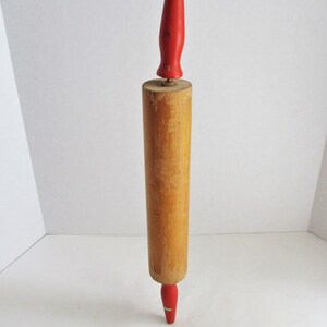 Vintage Rolling Pin Red Handles Farmhouse Kitchen Tool - Etsy