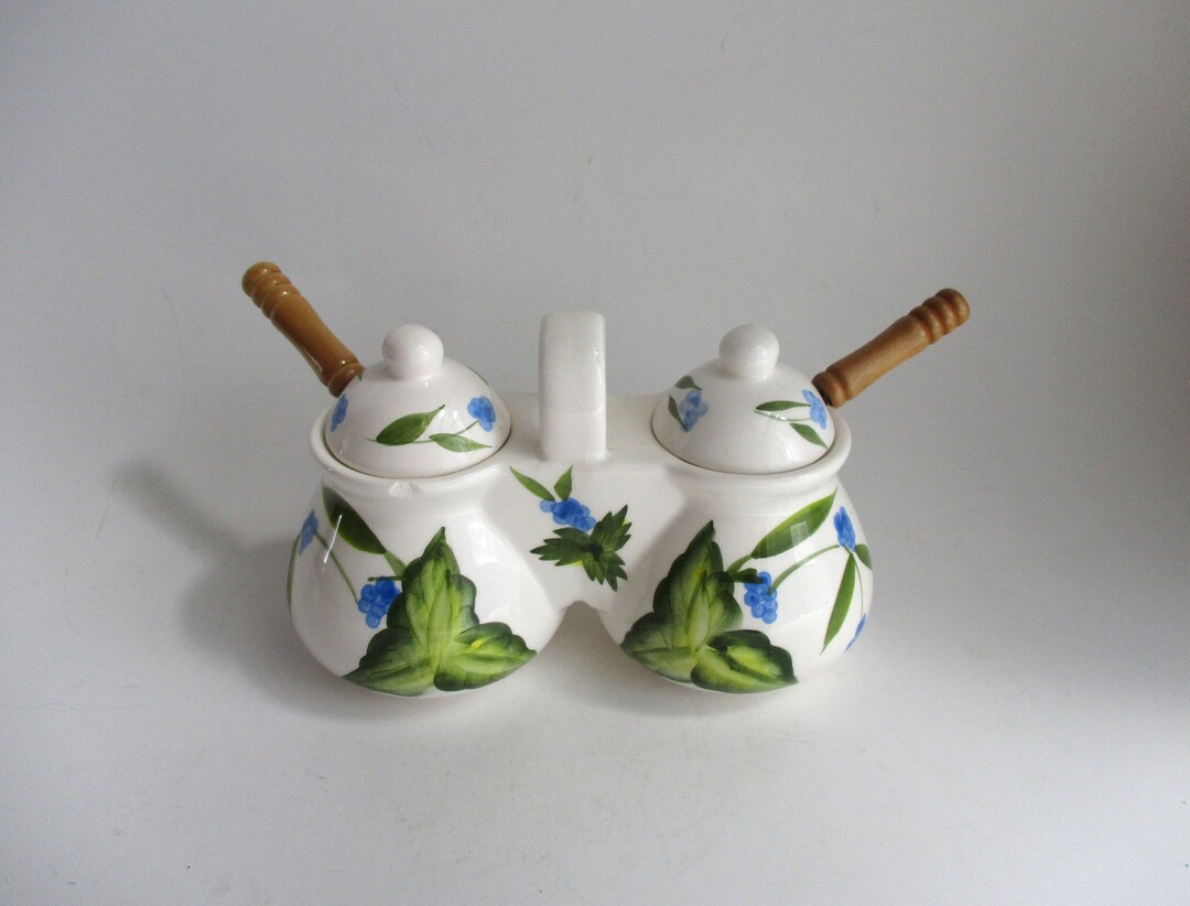 Vintage Condiment Jars Designpac Double Ceramic Jam Sugar - Etsy