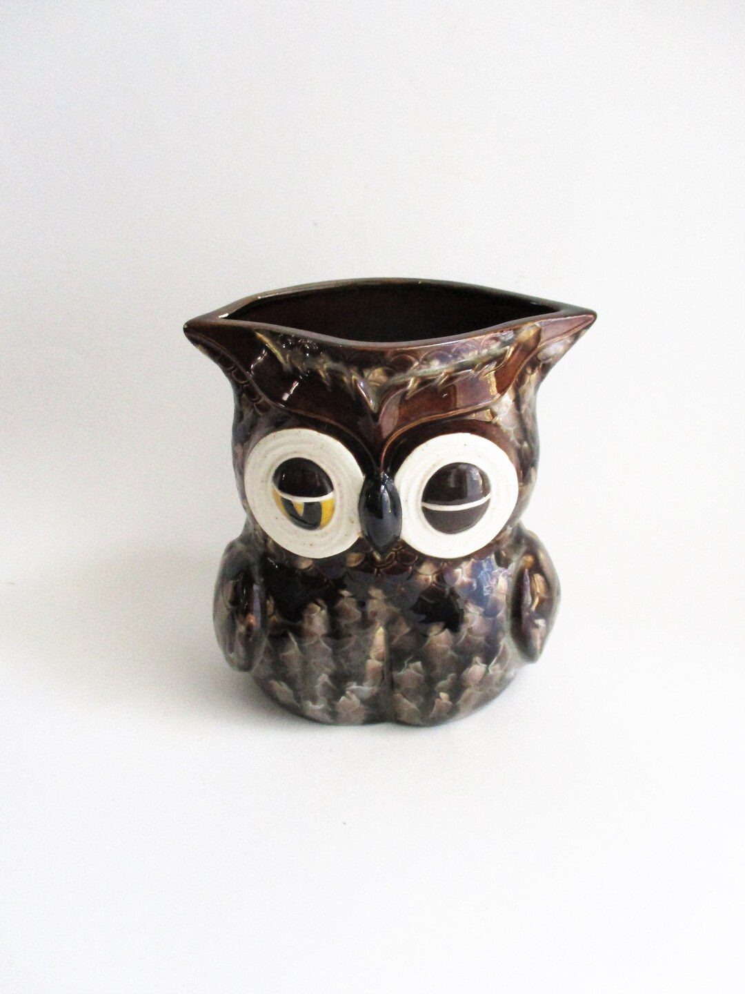 Vintage Owl Ceramic Vase Brown Planter - Etsy
