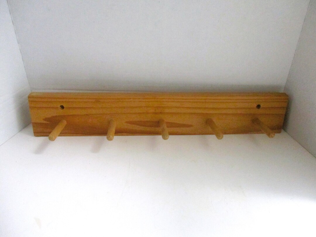 Vintage Peg Rack Solid Wood 5 Pegs - Etsy