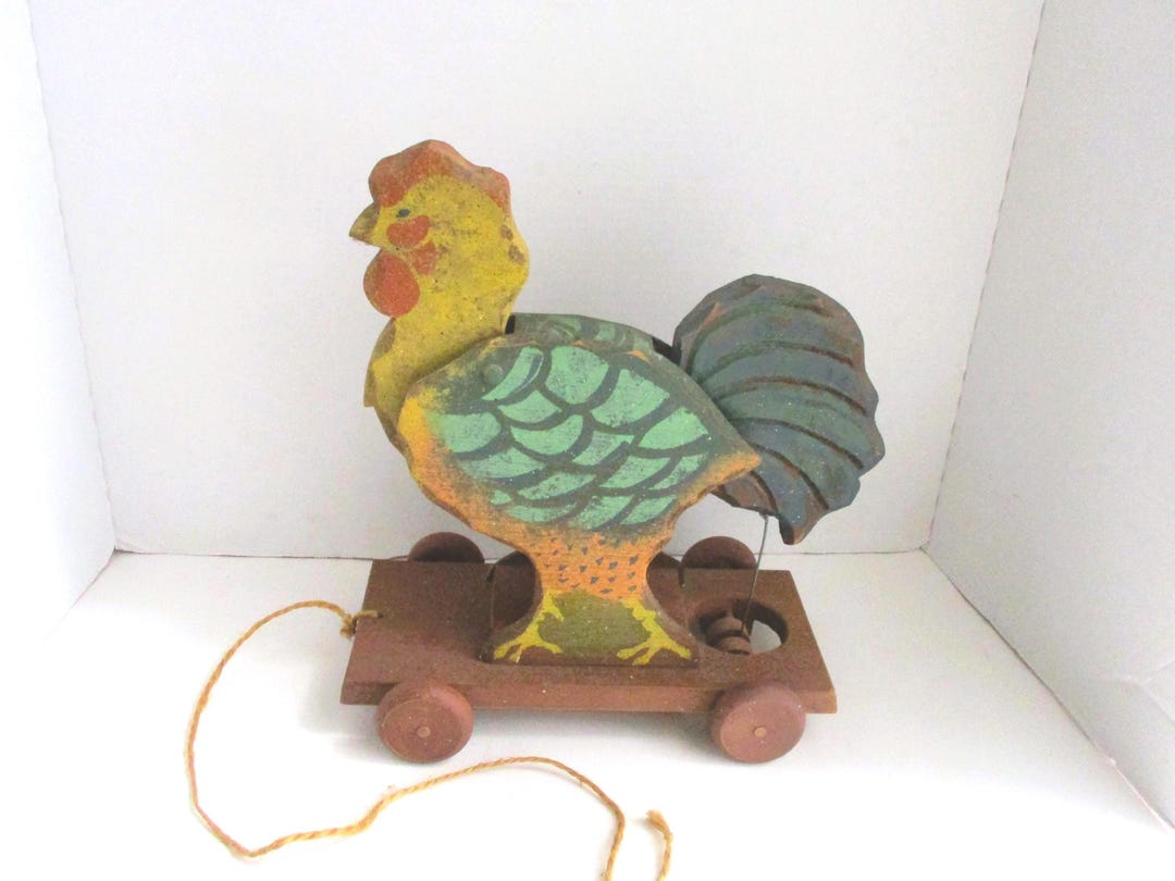 Vintage Rooster Pull Toy Wood Heritage Toys - Etsy