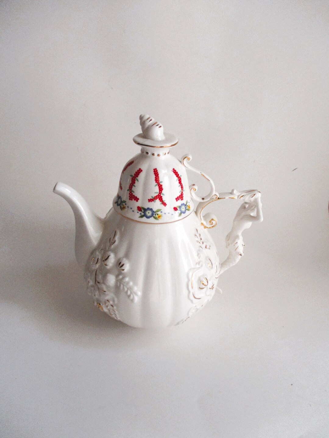 Vintage Decorative Teapot Mermaid Handle Teacup Lid Anthropologie - Etsy