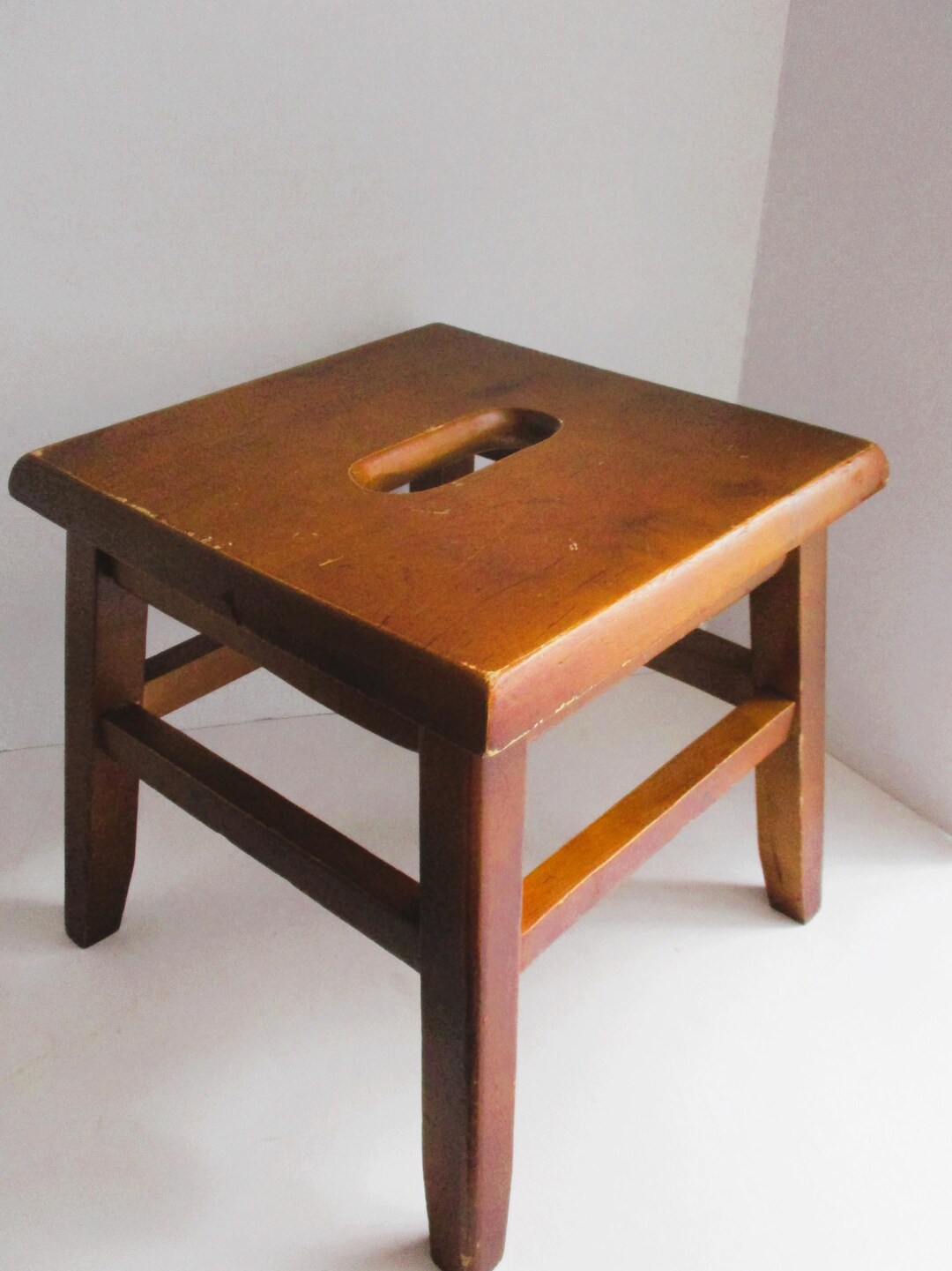 Vintage Pecan Porter Stool Solid Wood - Etsy