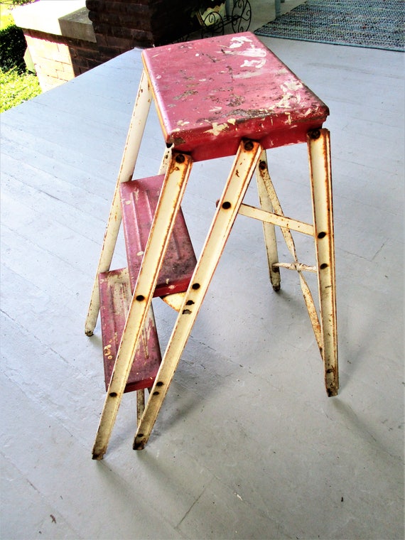 Vintage Step Metal Vintage Cosco Kitchen Step Stool/Chair Mid