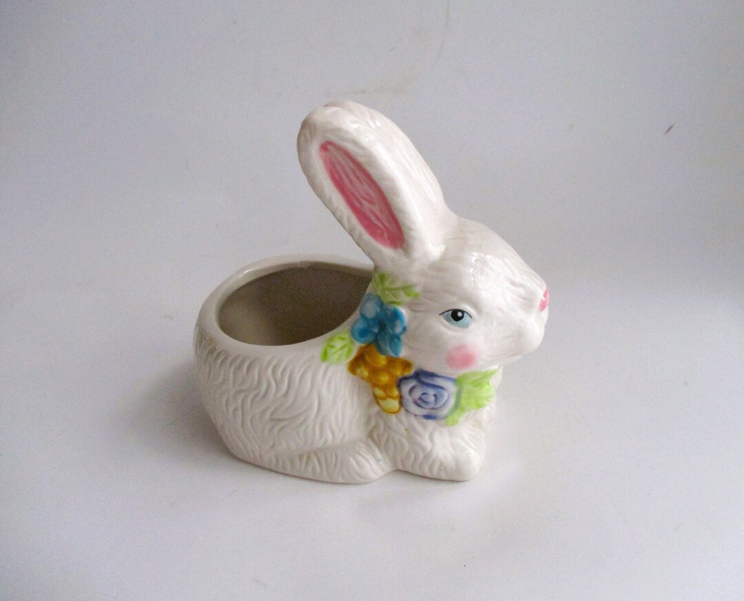 Vintage Bunny Planter Ceramic Vase Candy Dish - Etsy