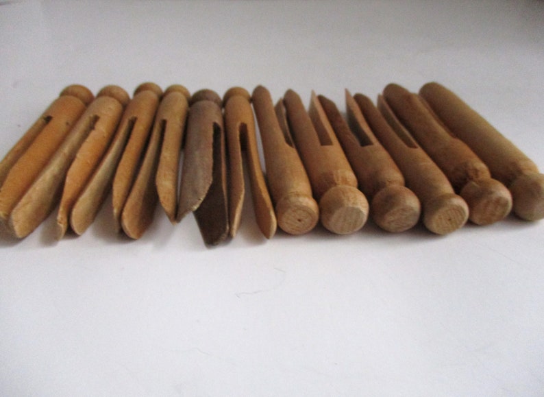 Vintage Clothespins One Dozen Wood Peg Set of 12 - Etsy