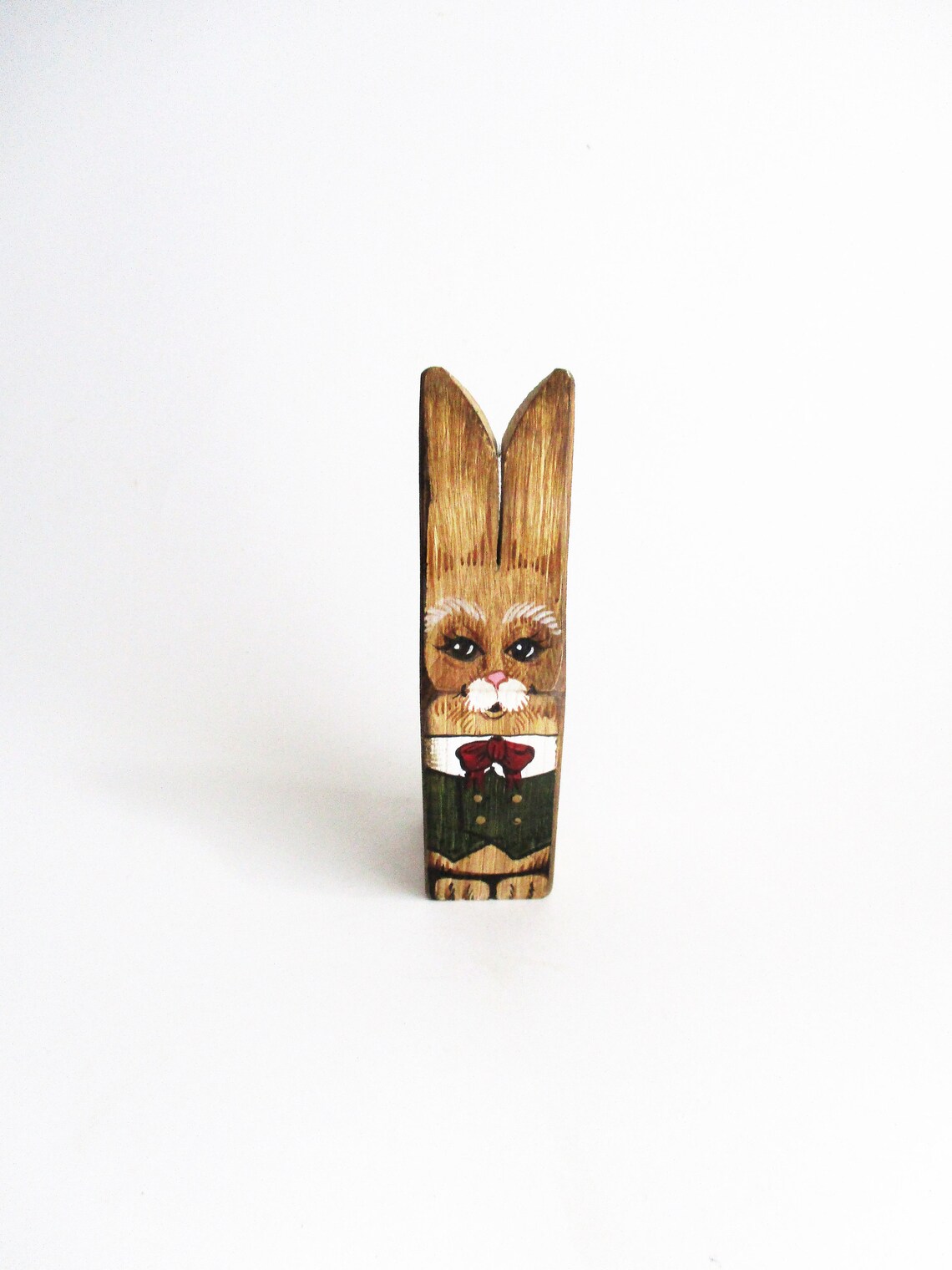 Vintage Rabbit Figurine Carved Wood Hand Painted Artist Signed - Etsy