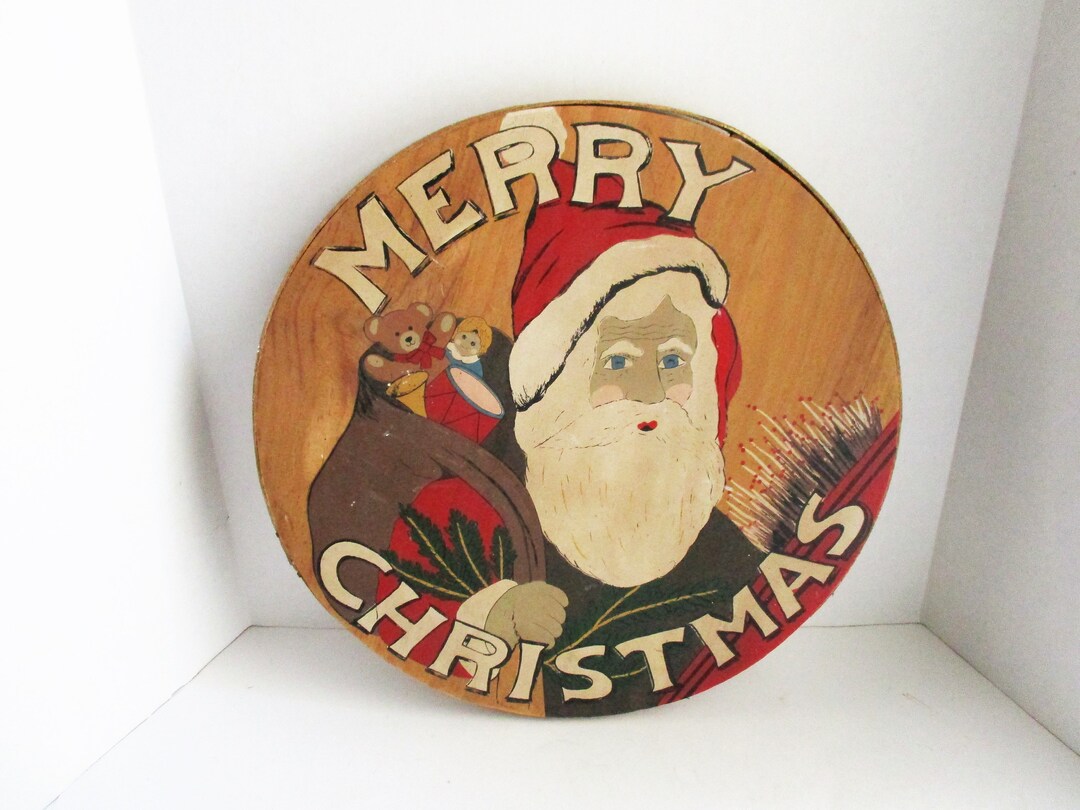 Vintage Santa Wood Sign Wall Hanging Merry Christmas - Etsy
