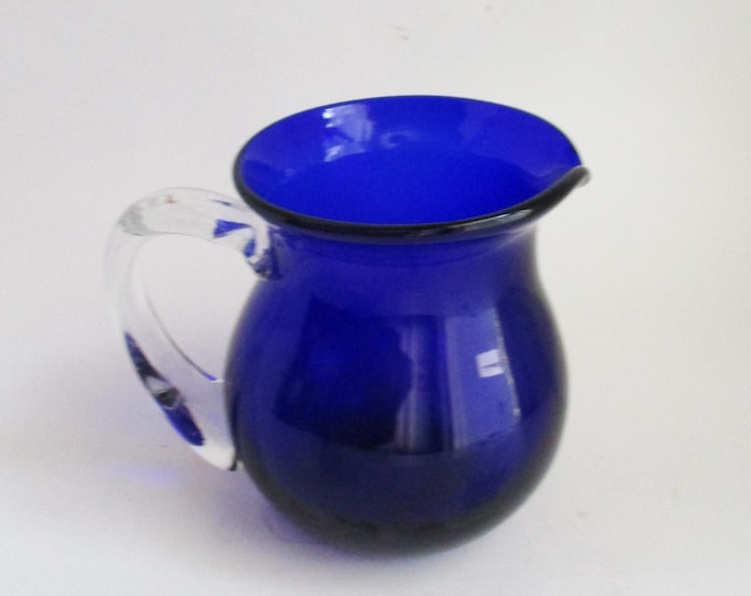 Vintage Pitcher Small Cobalt Blue Glass - Etsy