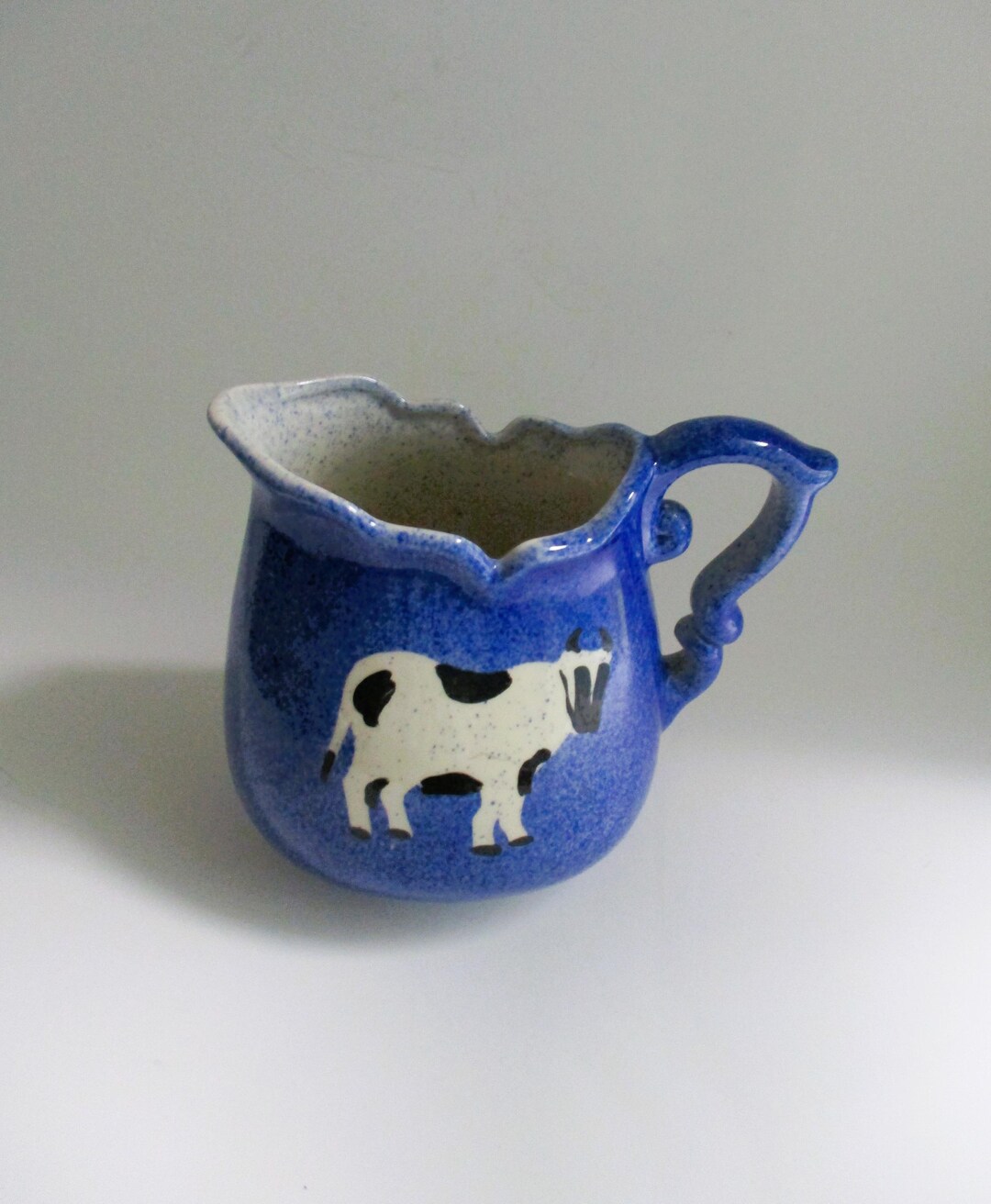 Vintage Cow Pitcher Cobalt Blue Calico China - Etsy