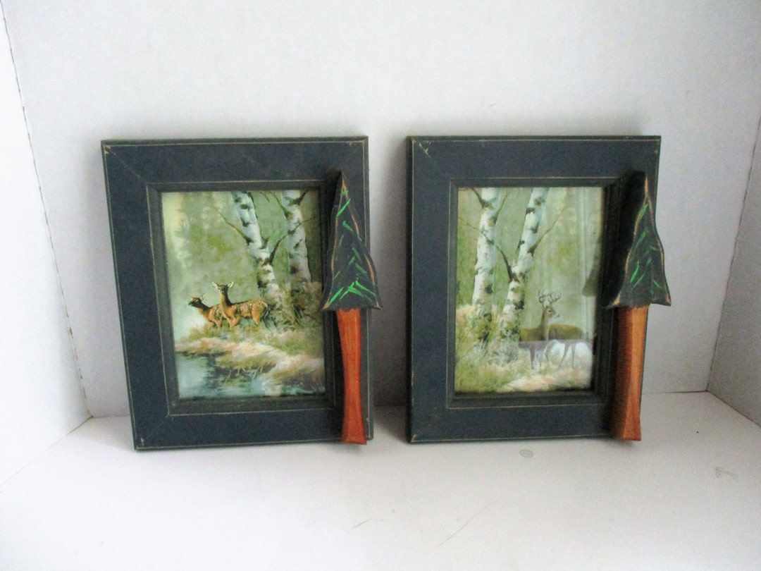 Vintage Framed Deer Prints SET: Jean Haefele 'the Sentinel' With Hand ...