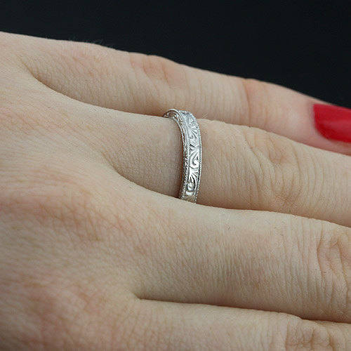 Silver Women's Ring Engraved Silver Wedding Ring Art | Etsy