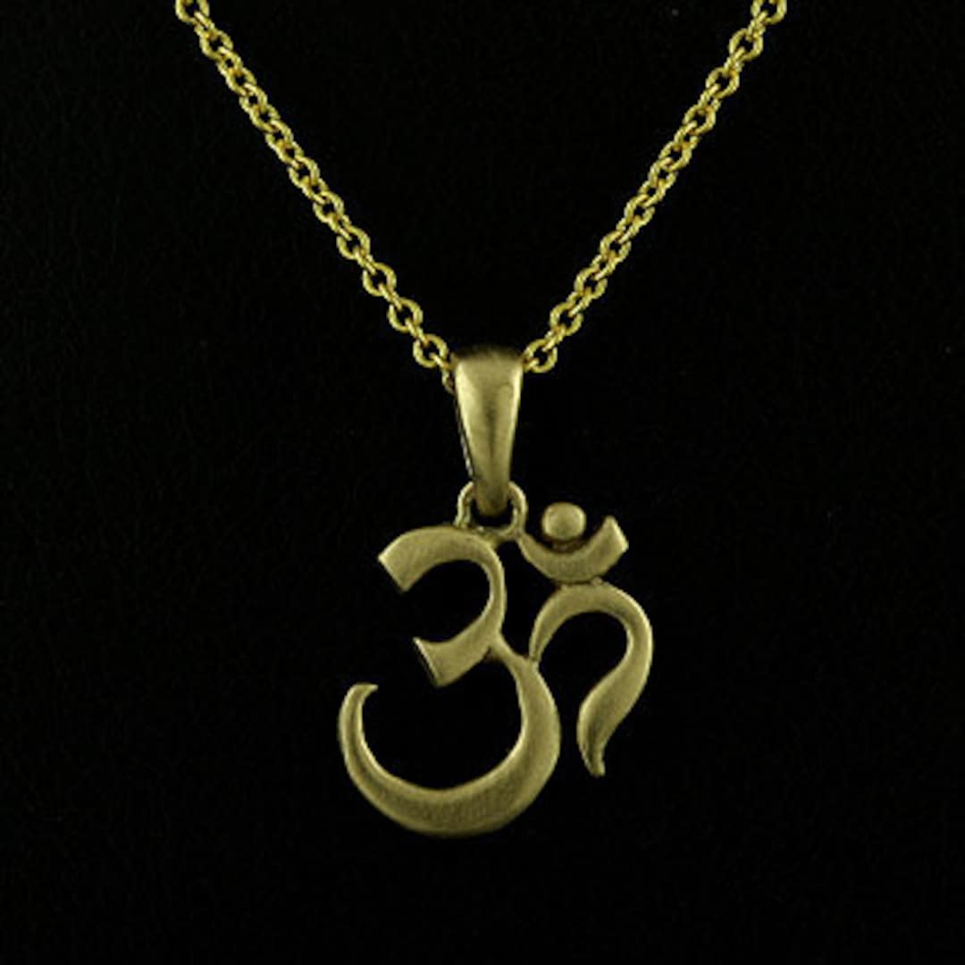 OM AUM Gold Necklace, OM Aum Charm Pendant, Religious Symbol Petite ...