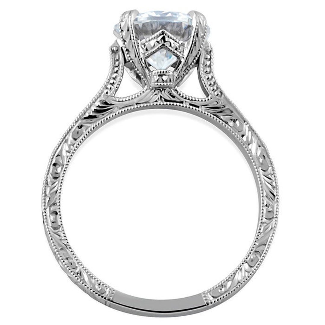 Vintage Semi Mount Setting Engraved Solitaire Ring Mounting - Etsy