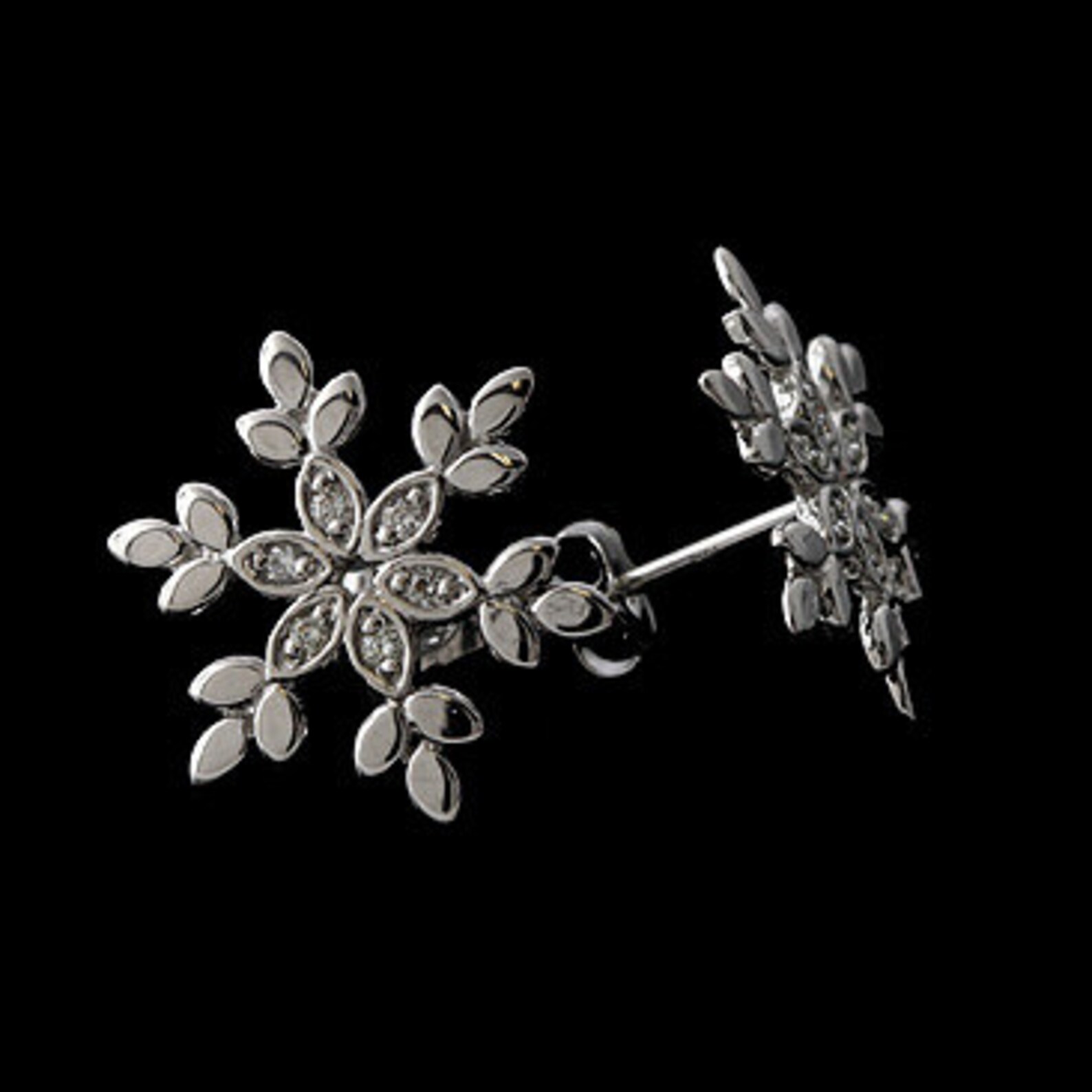 Diamond Snowflake Earrings Christmas Holiday Gold Earrings | Etsy