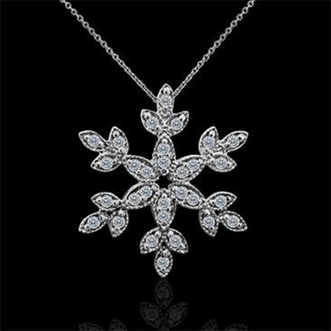 Diamond Snowflake Pendant Winter Jewelry Sparkly Snowflake - Etsy