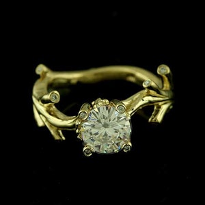Tree Branch Engagement Ring, 7mm Forever One Moissanite Ring, Twig ...