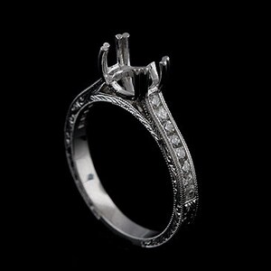 Square Diamond Ring Setting, French Cut Proposal Ring, Hand Carved Ring ...